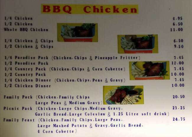Menu at Wellington Country Chicken fast food, Wellington Point