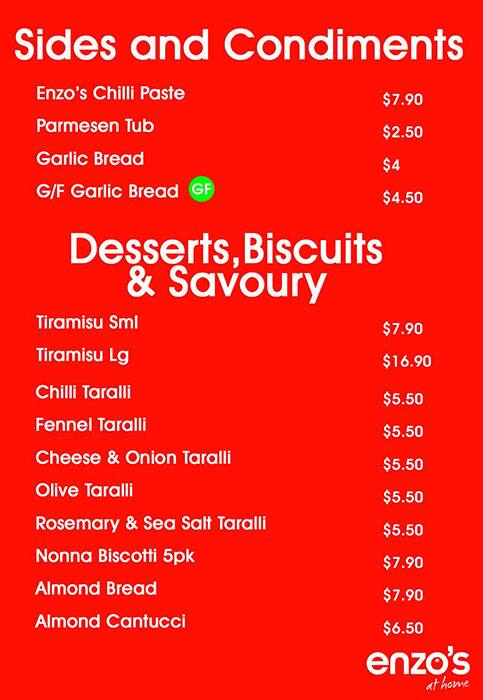 Menu at Enzo's At Home - Linden Park cafe, Linden Park, 4/476 Portrush Rd