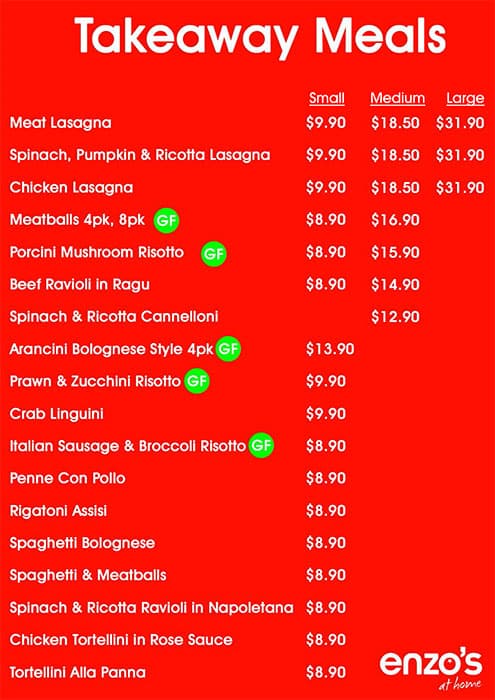 Menu at Enzo's At Home - Linden Park cafe, Linden Park, 4/476 Portrush Rd