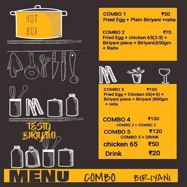 Menu at HOT BOX, Chennai, 11