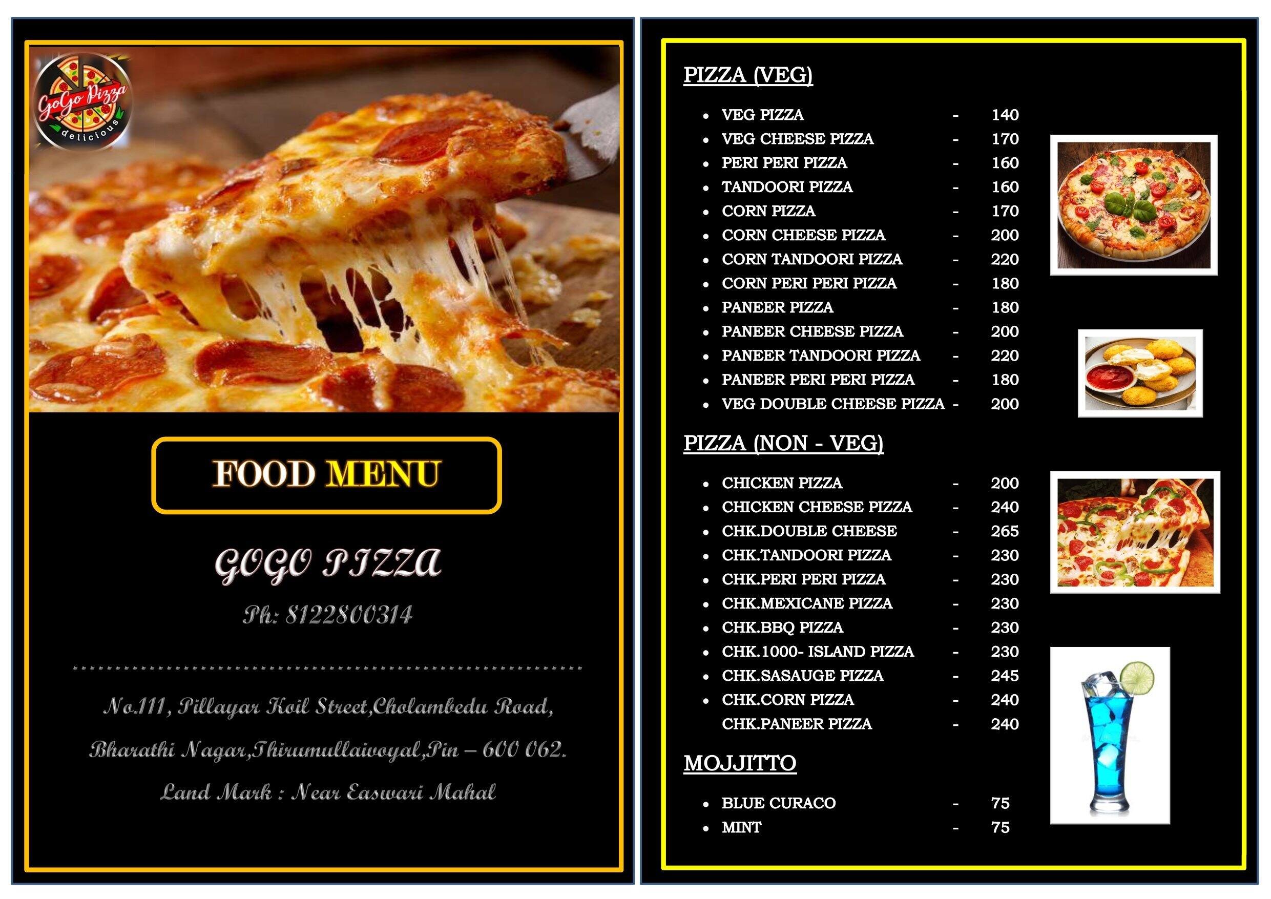 Menu at Go Go Pizza, Chennai