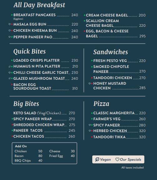 Menu of Third Wave Coffee, Sector 18, Noida
