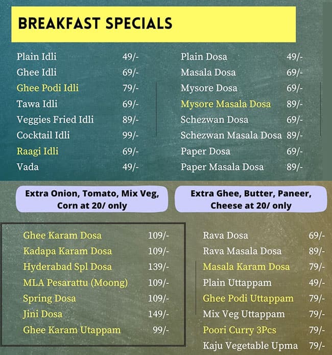 Menu of Paakasaala The Andhra Kitchen, Vijay Nagar, Indore