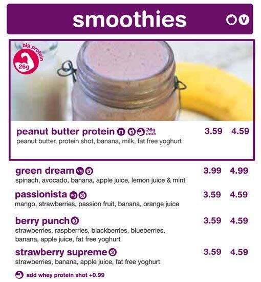 Menu at Tossed fast food, London, 131 Clerkenwell Road