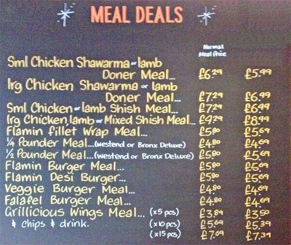 Menu at Flamin Grillicious restaurant, Hounslow, 224 Great West Rd