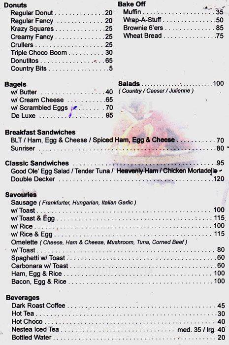 Menu at Country Style cafe, Makati, H23F+RGJ
