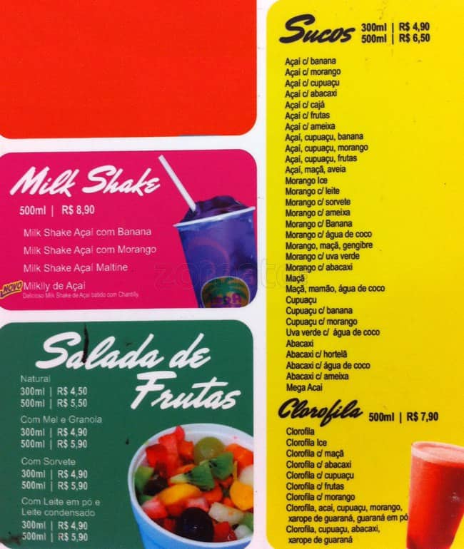 Menu at Açaí & Saúde pub & bar, Salvador, Av. Luís Viana Filho