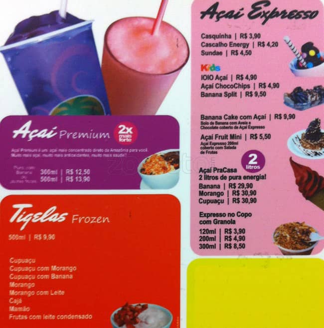 Menu at Açaí & Saúde pub & bar, Salvador, Av. Luís Viana Filho