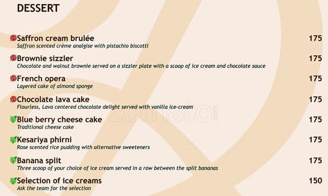 Menu at Spin Cafe, Lucknow