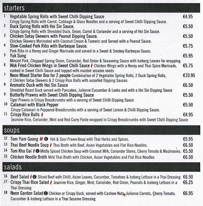 Neon Menu, Menu for Neon, South City West, Dublin - Zomato Ireland