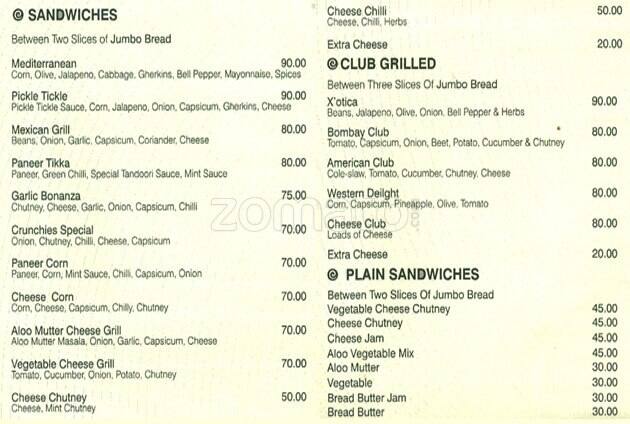 Menu at Crunchies Snacks and Coffee Bar, Ahmedabad
