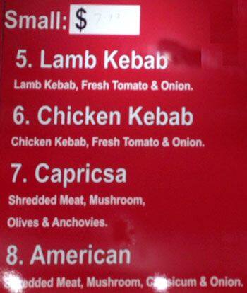Menu at Babylon Iraqi Restaurant, Footscray