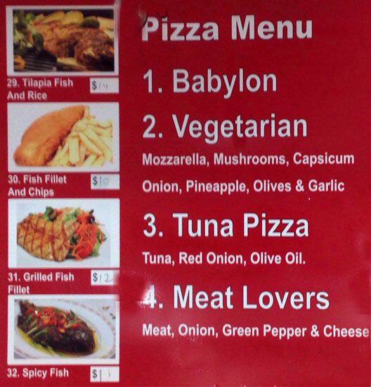 Menu at Babylon Iraqi Restaurant, Footscray