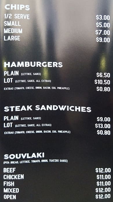 Menu at Archie's Fish And Chips restaurant, Mount Waverley