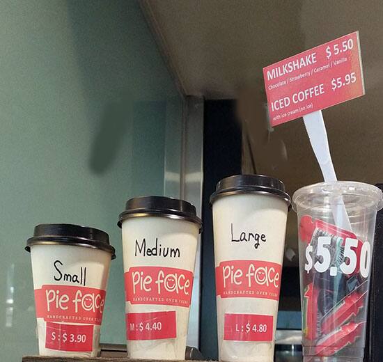 Menu at Pie Face, Docklands, BIF02/03/99 Spencer St