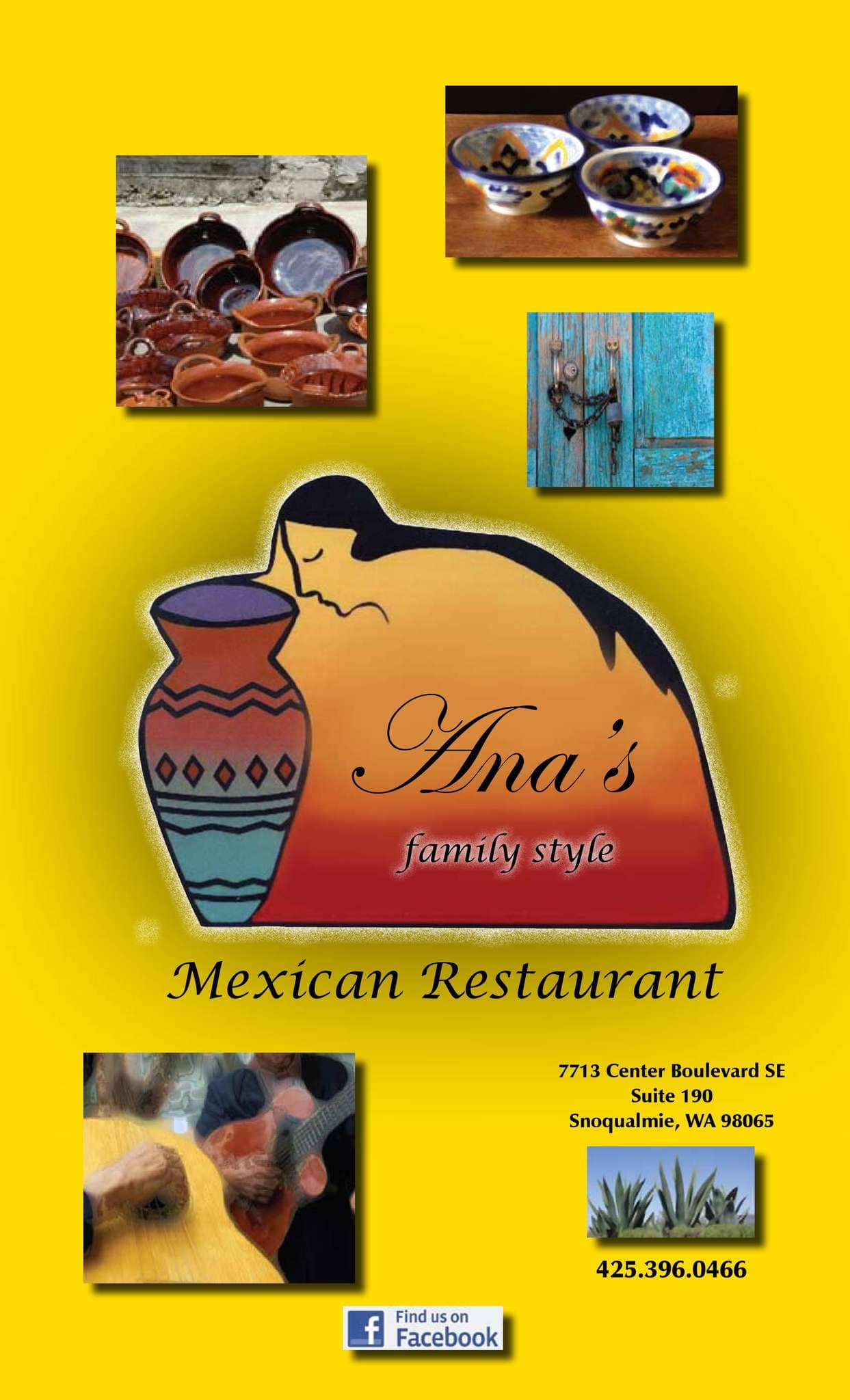 Menu at Ana's Mexican Restaurant, Snoqualmie