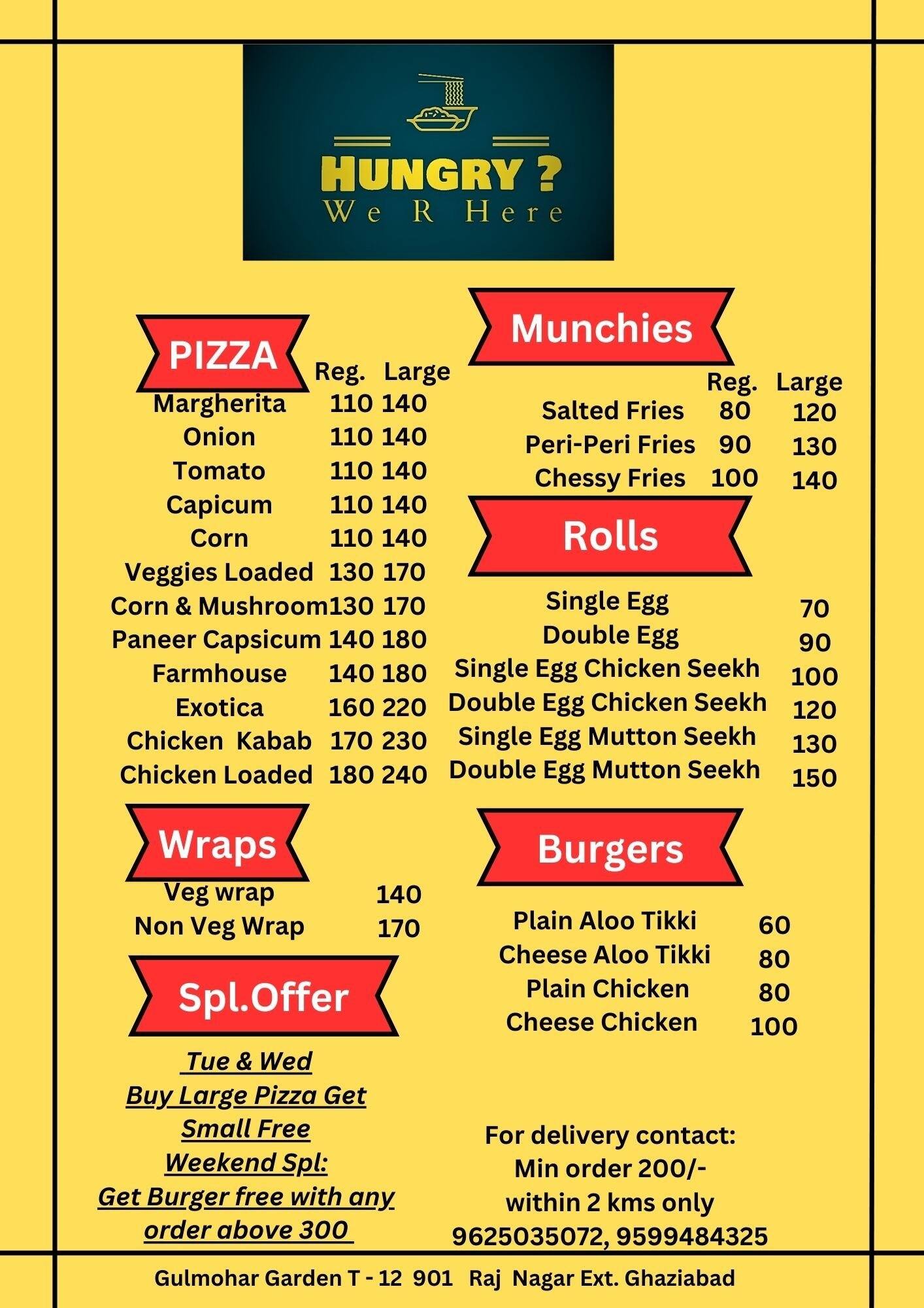 Menu of Hungry, Raj Nagar Extension, Ghaziabad