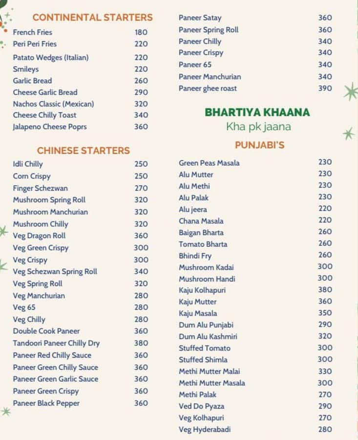 Menu of Shri Hari Restaurant, Kopar Khairane, Navi Mumbai