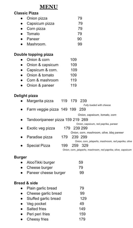 Menu of Vinni's Kitchen, Vinay Nagar, Faridabad