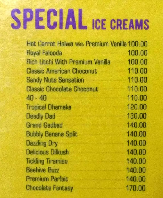 Menu of Ideal Cream Parlour, KS Rao Nagar, Mangalore