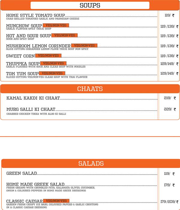 Chaplin Restaurant menu, Menu restauracji Chaplin Restaurant, Vaishali ...