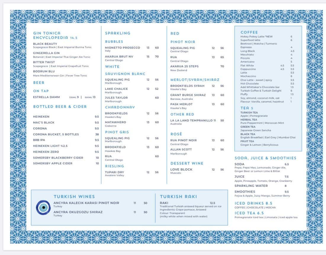 Menu at Bodrum Kitchen restaurant, Auckland, t111/3058 Great N Rd