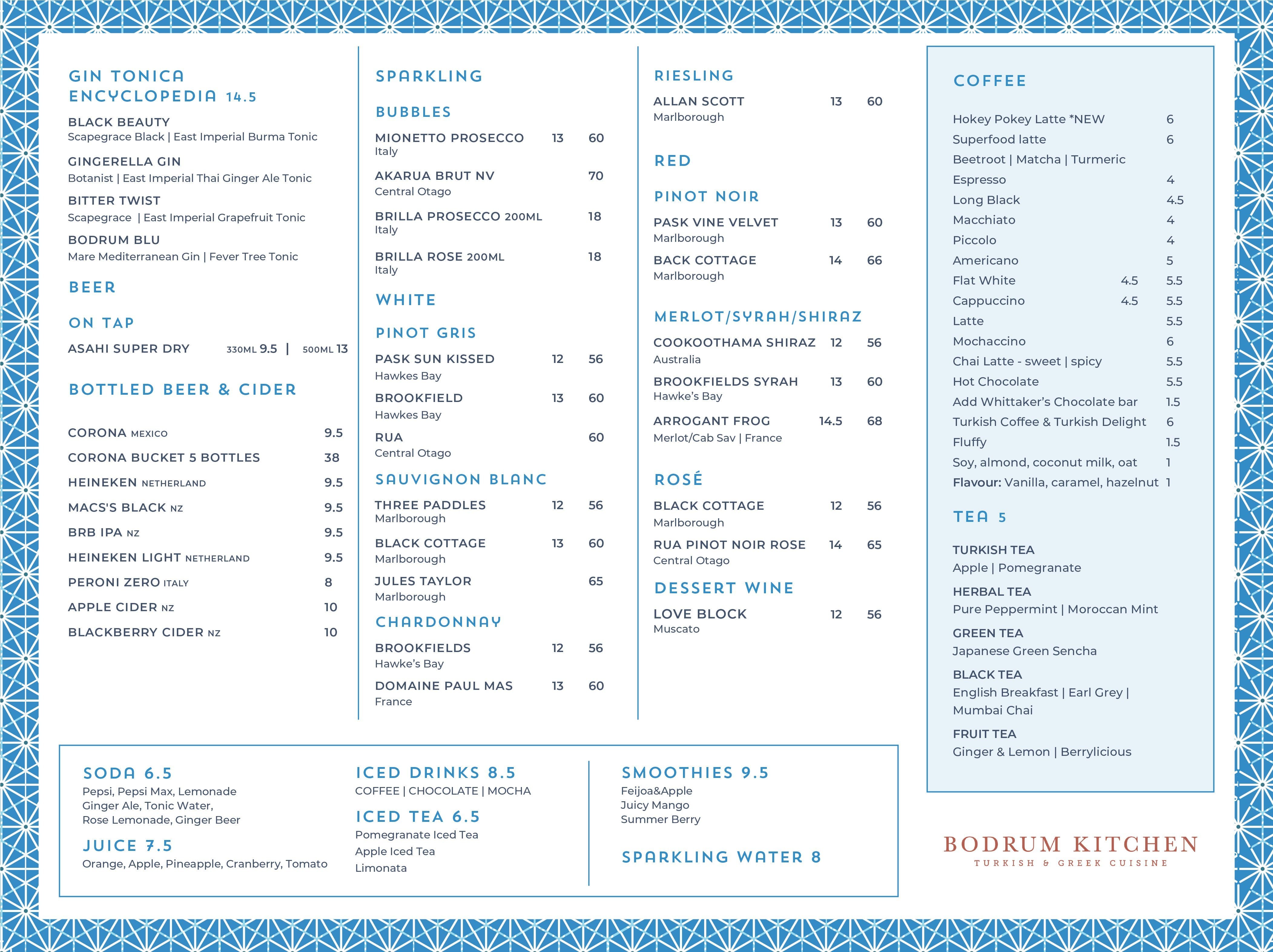 Menu at Bodrum Kitchen restaurant, Auckland, t111/3058 Great N Rd