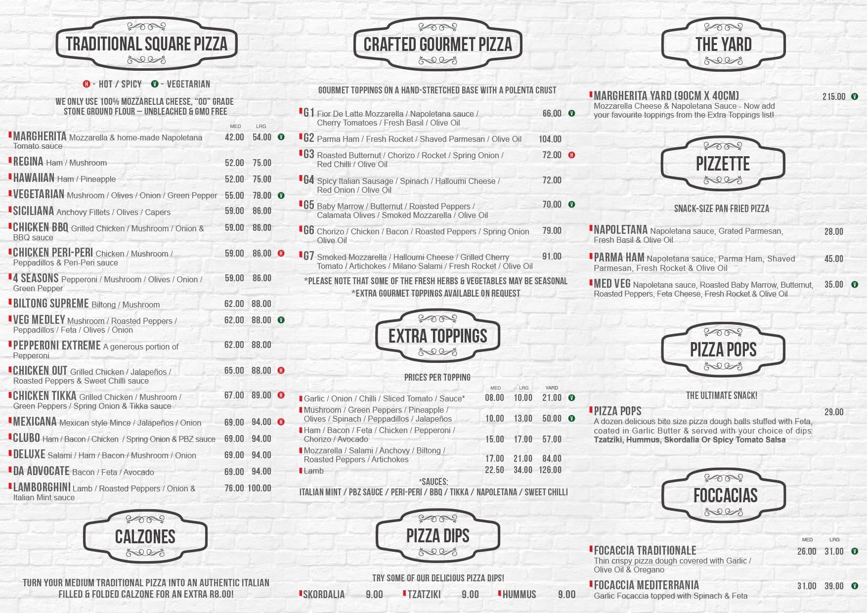 Menu at Pizzaboyz Umhlanga restaurant, Durban, 6 Aurora Dr