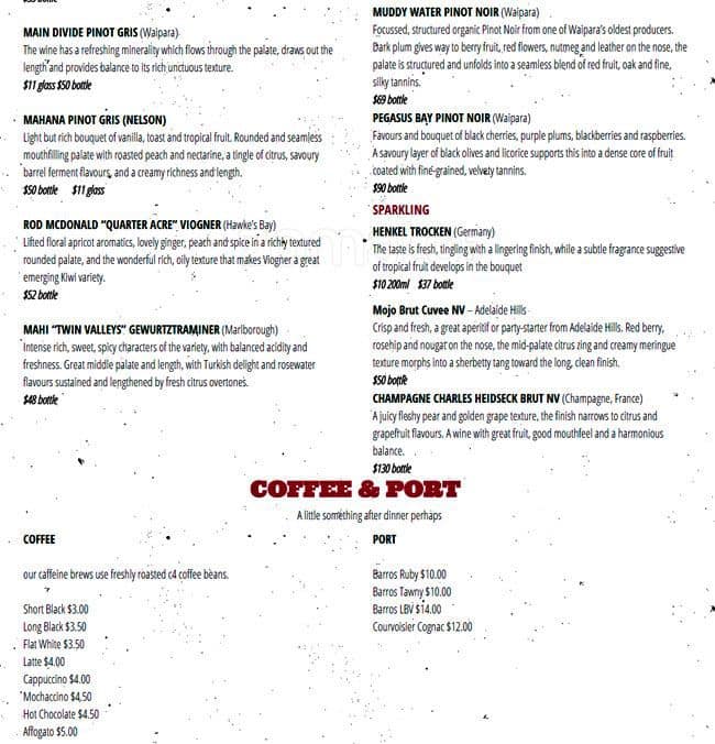 Menu at Pomeroy's Old Brewery Inn pub & bar, Christchurch