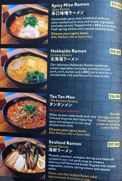 Menu at Little Ramen Bar, Melbourne, 346 Little Bourke St