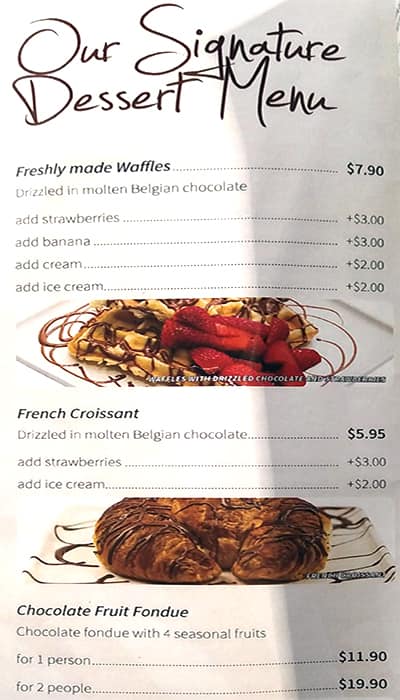 Menu at Theobroma Chocolate Lounge desserts, Narre Warren