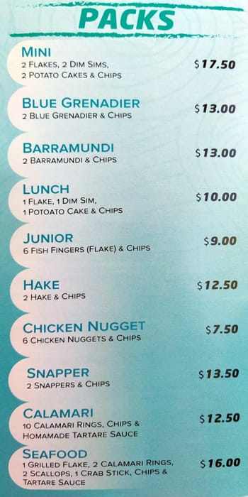 Menu at Blue Ocean Fish & Chippery fast food, Cranbourne North