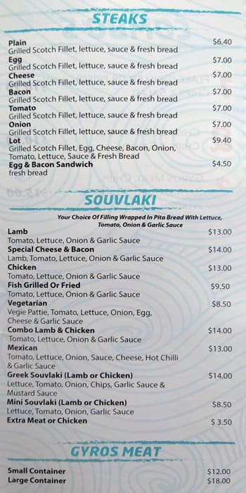 Menu at Blue Ocean Fish & Chippery fast food, Cranbourne North