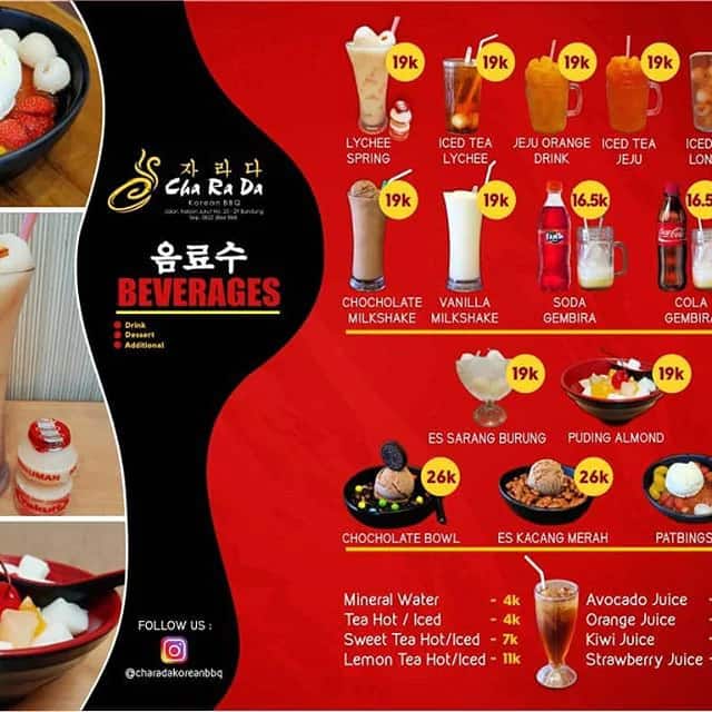 Menu at Cha Ra Da Korean BBQ, Mengwi