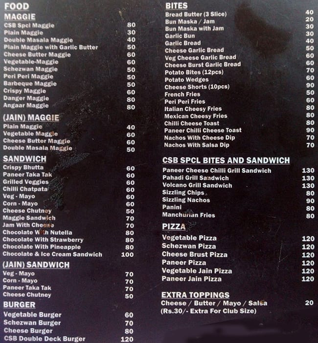 Menu of Chai Sutta Bar, Vasai, Mumbai
