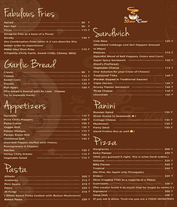 Menu at Cafe Crew, Navi Mumbai