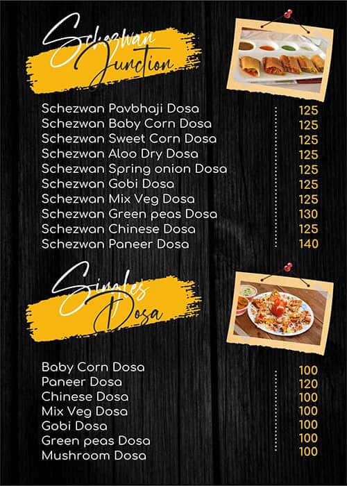 Menu of Dosa Infinity, Town Hall, Coimbatore