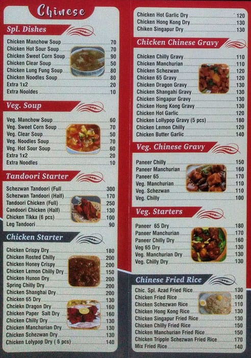 Azad Restaurant Menu, Menu for Azad Restaurant, Mohammad Ali Road ...
