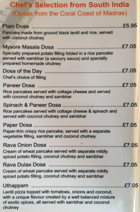 Menu at Ravi Shankar Bhelpoori House restaurant, London, 133-135 ...