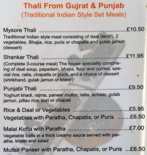 Menu at Ravi Shankar Bhelpoori House restaurant, London, 133-135 ...