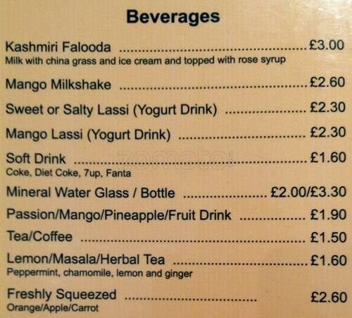 Menu at Ravi Shankar Bhelpoori House restaurant, London, 133-135 ...