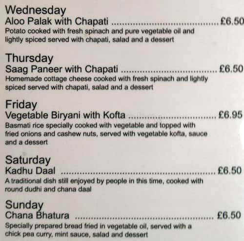 Menu at Ravi Shankar Bhelpoori House restaurant, London, 133-135 ...