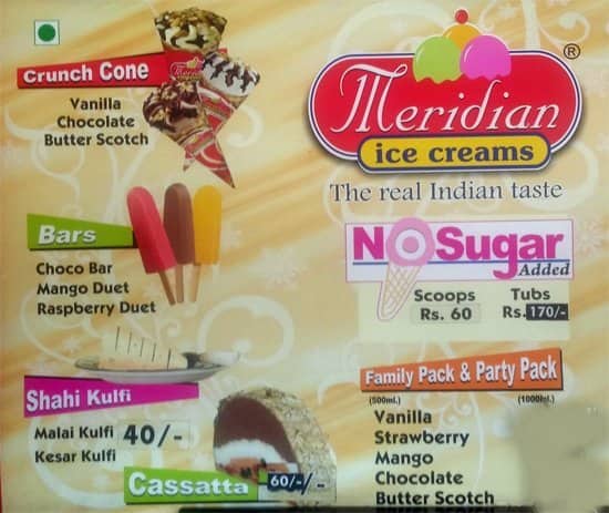 Meridian Ice Cream Menu, Menu for Meridian Ice Cream, Satara Road, Pune ...