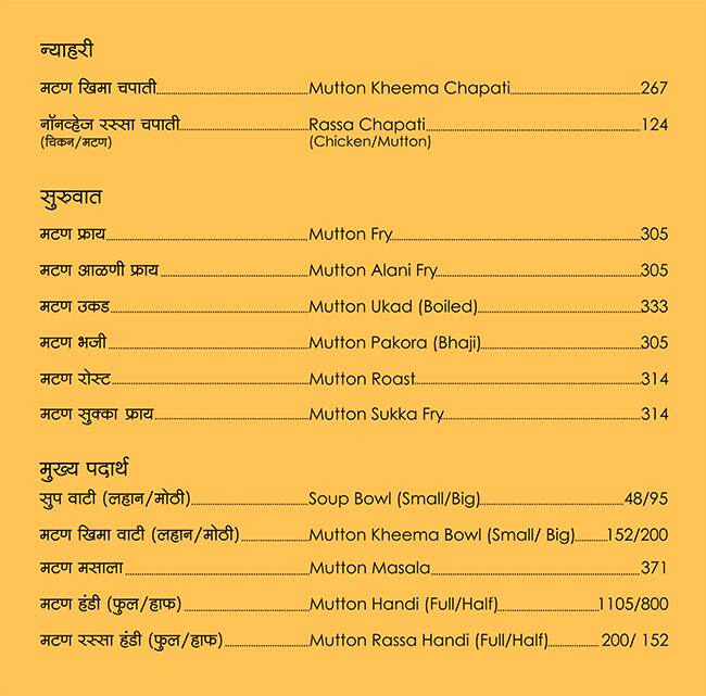Menu of Surve's Pure Non-Veg, FC Road, Pune