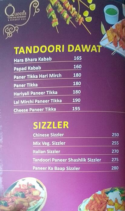 Menu at Queens, Ahmedabad, Highway Mall