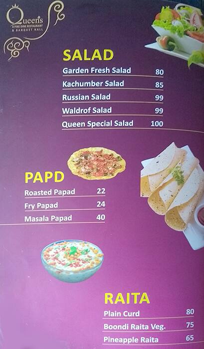 Menu at Queens, Ahmedabad, Highway Mall