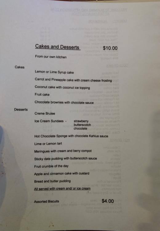 Menu at Geranium Cottage cafe, Middle Dural