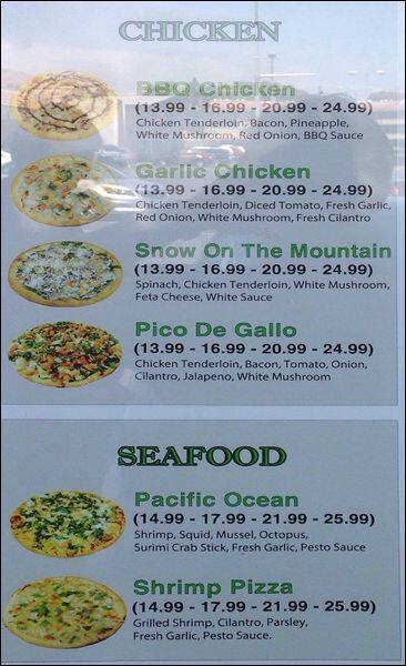 Menu at Organic Pisa pizzeria, Milpitas