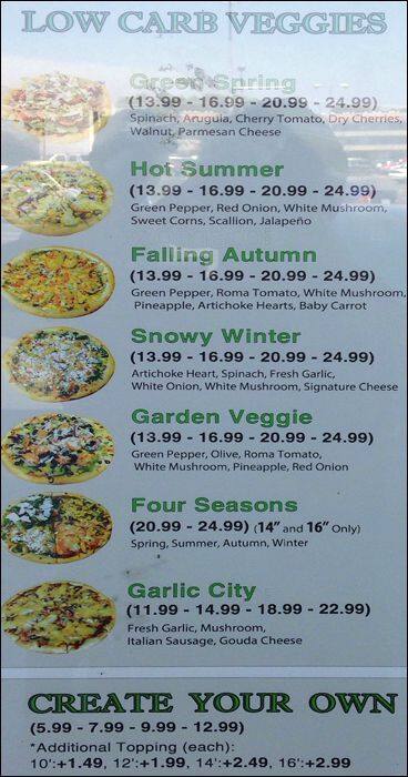 Menu at Organic Pisa pizzeria, Milpitas
