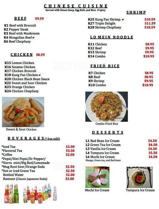 Menu at Kai Sushi Japanese & Asian Cuisine restaurant, San Antonio